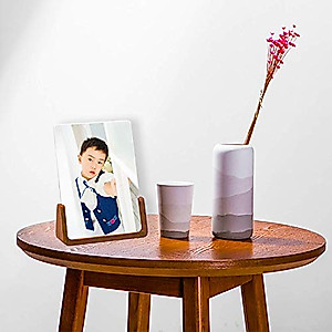 CUNYA Picture Frames, 4x6 Glass Photo Frame with Wooden Base, Rustic Picture Frame Set of 2 for Table Top Desktop Display Room Decor (Walnut)