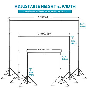 NEEWER Complete Photography Lighting Kit with Backdrops: 8.5ftx10ft Backdrop Stand/800W Equivalent 5500K Umbrellas Softbox Continuous Lighting Kit/42 inch Reflector/Tripod/Carry Bag for Studio