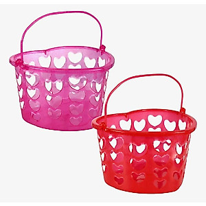Pink Heart Shaped and Slotted Baskets with Handles, 2-ct. Packs SCBS Exclusive Chochu Bonus