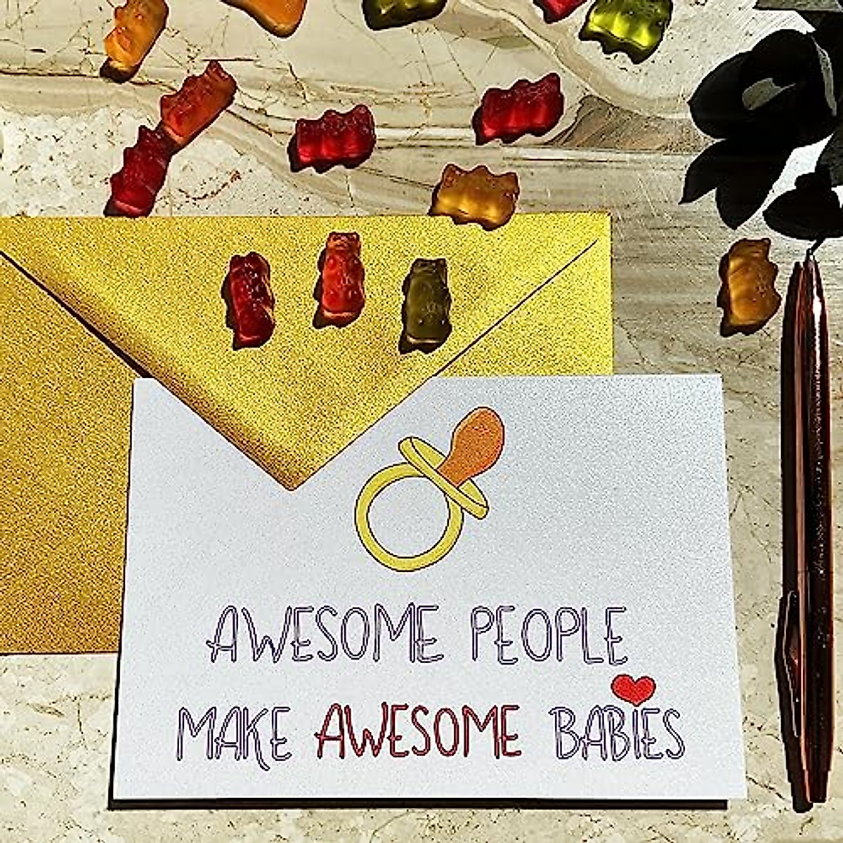 Awesome People Make Awesome Babies Cute and Sweet Congratulations Card - Funny Unique Handmade New Baby Card for New Mom Dad, Baby Shower Congrats Gift