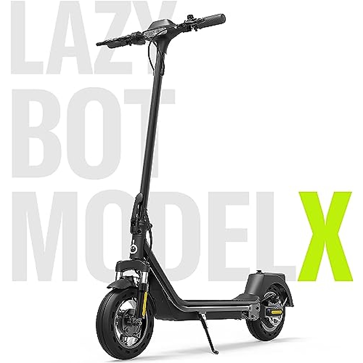 Lazy BOT X Electric Scooter 350W (500W Max) Motor, Best Battery up to 28 Mile Range, 18 MPH, Triple Pro-Disc Brakes, 10" Tires, Headlight, Front + Rear Suspension