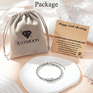 KOXMOON 50th Birthday Gifts for Her Women, Birthday Bracelet for Women with Gift Message Card, 50 Year Old Birthday Jewelry Gifts for Mom Grandma Sister Aunt Wife Friends