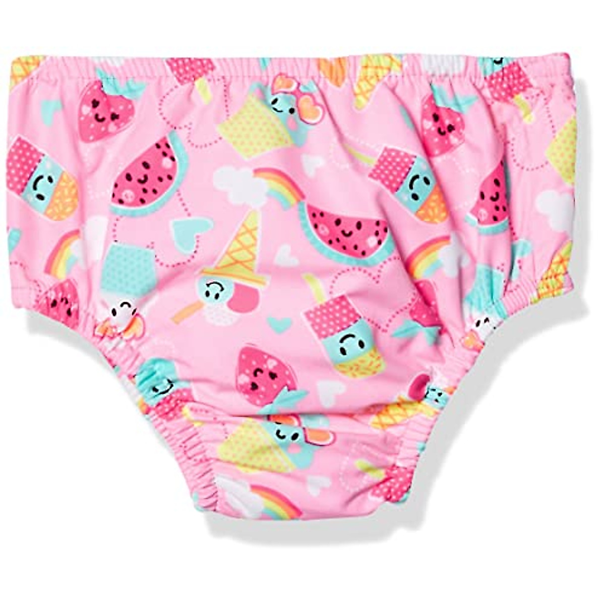 Swim Time Girls' Reusable Swim Diaper UPF 50+ with Side Snaps, Pink ice Cream/Watermelon, X-Large