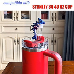 MITCHENIFY Dragon Straw Cover Cap Compatible with Stanley 30 & 40oz Straw Cup, Silicone Straw topper with 3D Printed Dragon, Cool Tumbler Accessories (Blue-Purple), Halloween Decorations
