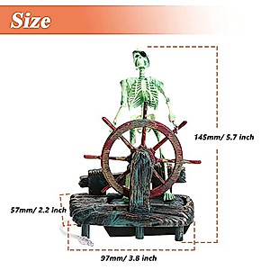 Mesee Aquarium Pirate Captain Decoration, Skeleton Seaman Landscape Fish Tank Decor, Undersea Air-driven Aquatic Ornament Decorations for Home Fishing Tank /Arts Crafts /Decorating