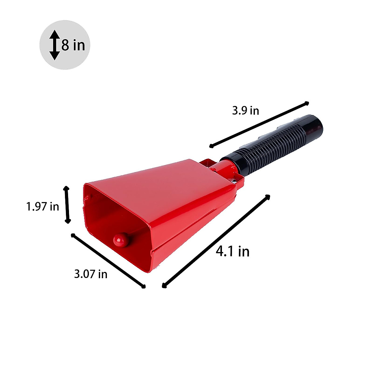 Steel Cowbell with Handle 8 Inch Cow Bells Noise Makers, 2 Pack Large Cowbells for Sporting Events, Hand Percussion Cowbells Cheering Bell for Football Game Party Concert Graduation School (Red)