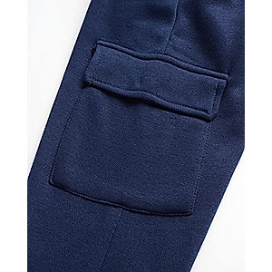 Quad Seven Boys' Fleece Jogger Set - 4 Piece Basic Solid Pullover Hoodie and Sweatpants (Size: 8-18), Size 8/10, Navy/Charcoal