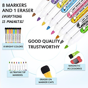 Hivillexun Magnetic Dry Erase Calendar Whiteboard Set (3-Pack) for Refrigerator, Wall, and Fridge Organization with Monthly, Weekly, and Daily Notepads. Comes with 8 Markers and 1 Eraser