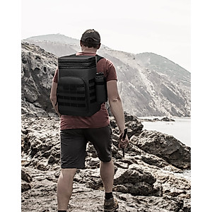 TACTICISM Backpack Cooler Men 33 Cans - Tactical Lunch Backpack Work Soft Waterproof Leakproof Insulated, Lightweight Portable Ice Chest Backpack as Gift for Hiking Picnic Beach Accessories, Black