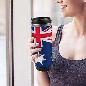 Boxing Kangaroo Australia Flag Travel Coffee Mug Reusable Insulated Drinking Cup with Lid for Home Outdoor Works 13 Oz