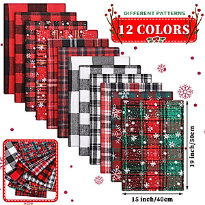 Tatuo 12 Pieces Christmas Fat Fabric Bundles Buffalo Plaid Fat Quarters Cotton Fabric Square Bundles 19.5 x 15.7 Inch Charm Yarn-Dyed Checked Quilting Fabric for DIY Crafting Sewing (Sweet Style)