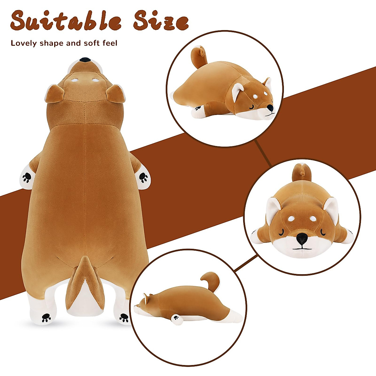 22'' Shiba Inu Plush Stuffed Animal, Big Corgi Plush Stuffed Animals Giant Shiba Plushie, Dog Plush Pillow Hugging Pillow Sleeping Cushion Soft Kawaii Plushies Birthday Gifts for Kids Girls Boys