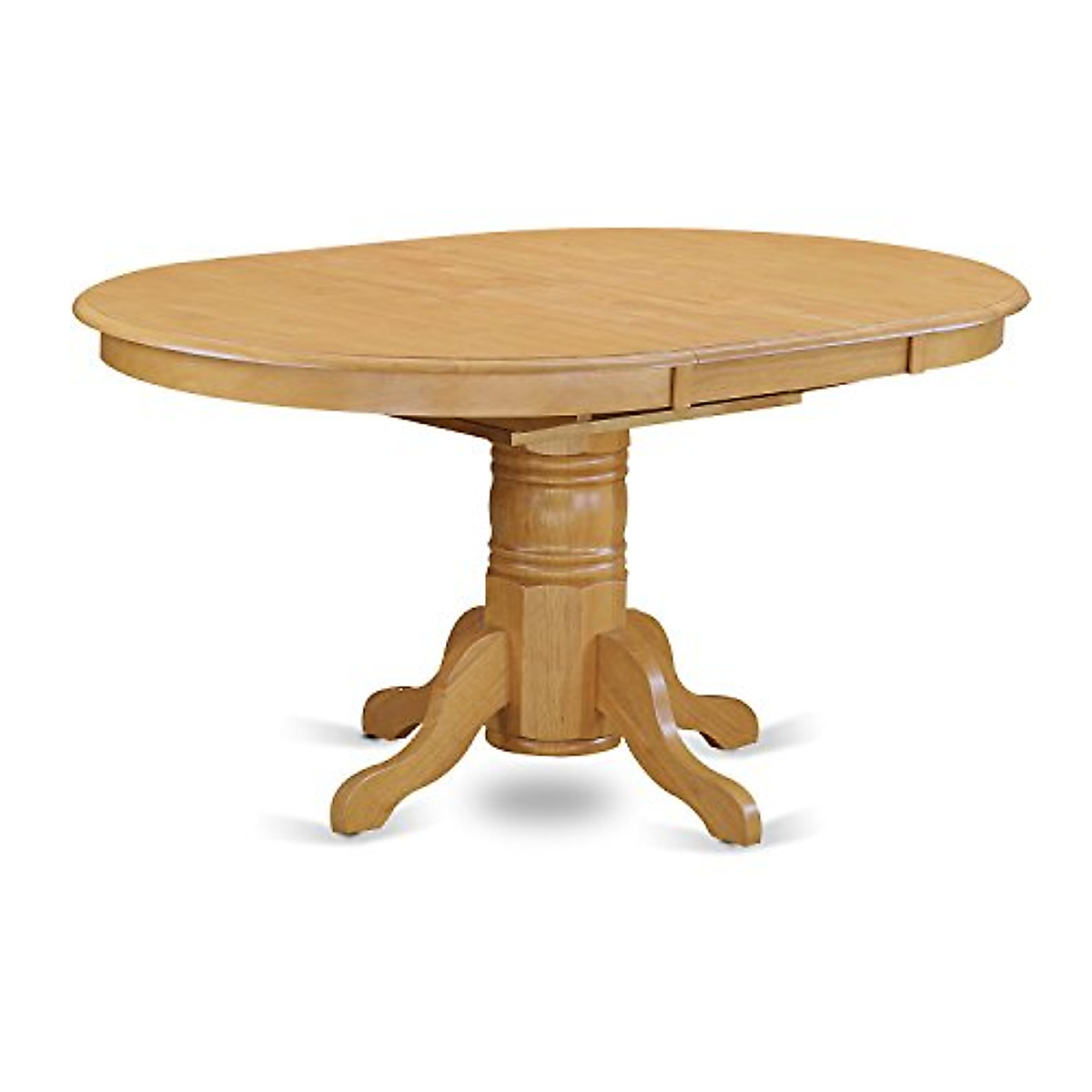 East West Furniture AVAB7-OAK-04 7Pc Oval 42/60" Dinette Table With 18 In Butterfly Leaf And 6 Parson Chair With Oak Leg And Linen Fabric Light Fawn, 7