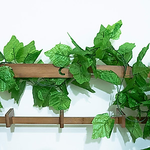 2 Packs Fake Vines Artificial Greenery Hanging Garlands, Fake Leaves Green Plants for Room Home Garden Party Fence Office Wedding Window Wall Decor Green 5M