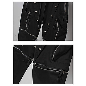 MOKEWEN Men's Women Rivet Zipper Decorate Pockets Cargo Jogger Active Pants 32-33