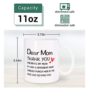 Mothers Day Gifts for Mom from Daughter Son, Dear Mom Mug, 11oz Novelty Funny Coffee Mugs, Christmas Birthday Presents Idea