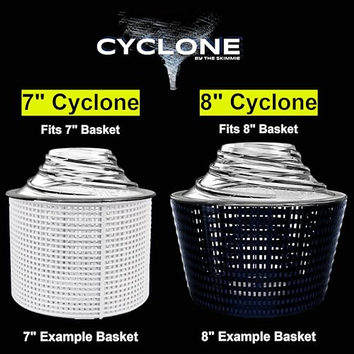 The Skimmie Cyclone - Turbocharges Pool Skimmer Water Flow - Improves Pool Surface Cleaning & Debris Removal - Pool Accessories & Pool Skimmer 7" Funnel Design Works with Any Pool Water Level