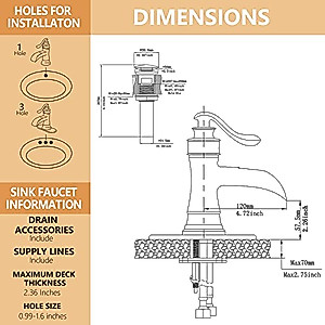 BATHLAVISH Bathroom Sink Faucet Chrome, Waterfall Bathroom Faucet, Single Hole Bathroom Faucet, Farmhouse Single Handle Vanity RV Lavatory with Pop Up Drain with Overflow