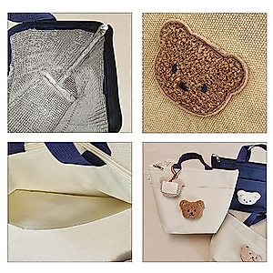 Josfey Kawaii Lunch Bag Cute Lunch Box Aesthetic Lunch Bag Insulated Lunch Bag Women Lunch Box Lunch Bag for Women (Navy Blue-A)