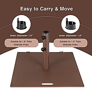 Tangkula 50 LBS Patio Umbrella Stand, Heavy Duty Umbrella Stand w/Wheels & Handle, Fits for 1.6’’-1.9’’ Umbrella Pole, Outdoor Square Umbrella Base for Deck, Pool, Garden, Backyard (Bronze)