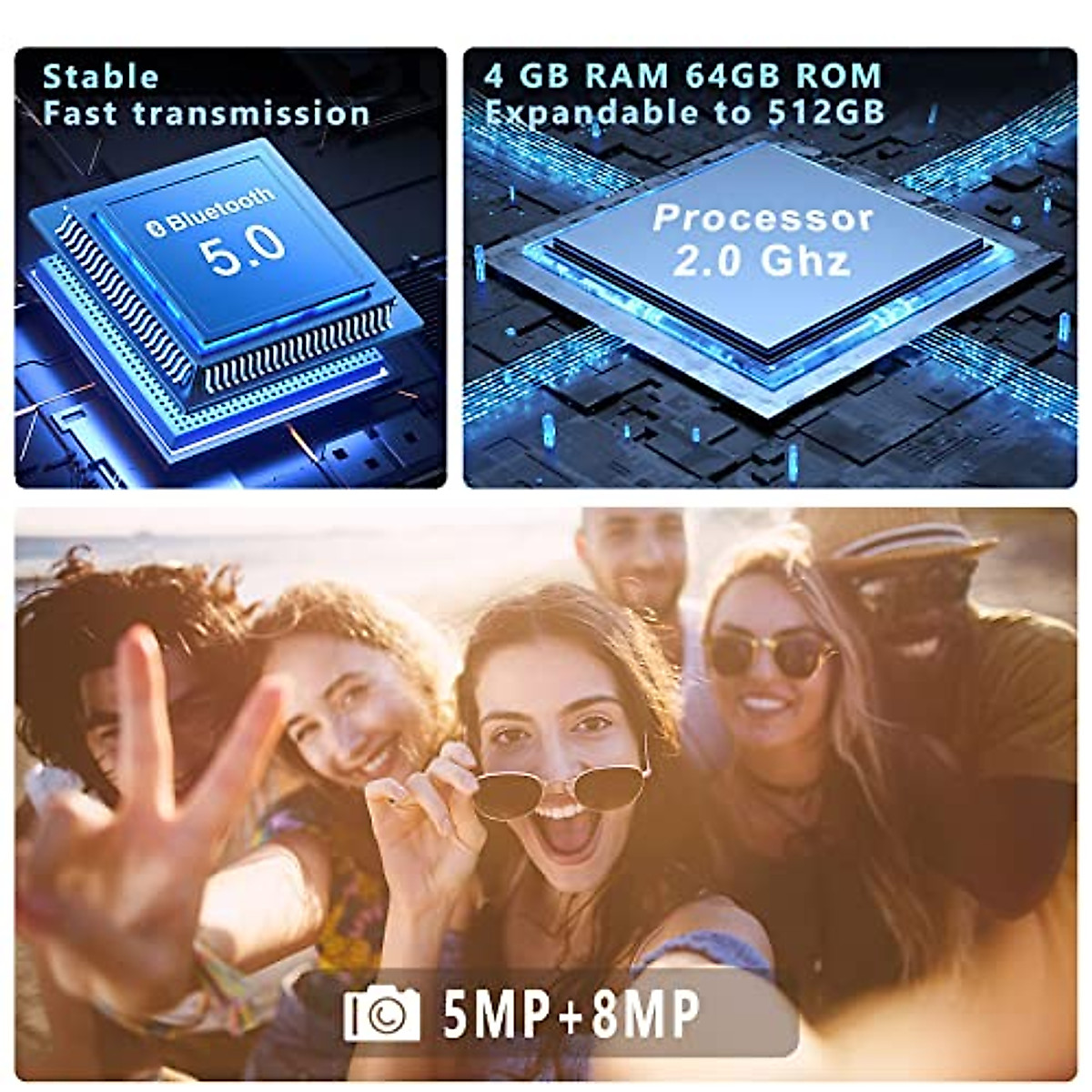 YESTEL Android 11 Tablet 10.1 inch 2 in1 Tablets with 2.0Ghz Octa-Core Processor, 4GB RAM 64GB ROM(Expand to 512GB), 2.4G+5G WiFi, Bluetooth5.0, 8000mAh Battery, Keyboard & Mouse Included-Blue