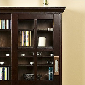 SEI Furniture Sliding Window Pane Door Display Cabinet, Espresso