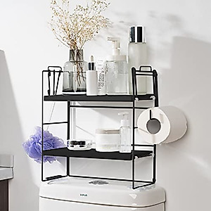idee-home Toilet Shelf Space Savers Organizers, Bathroom Toilet Organizer Rack Over The Toilet Storage Black, Toilet Top Organizer Over The Bathroom Sink Shelf for Bathroom Above Toilet Small Space