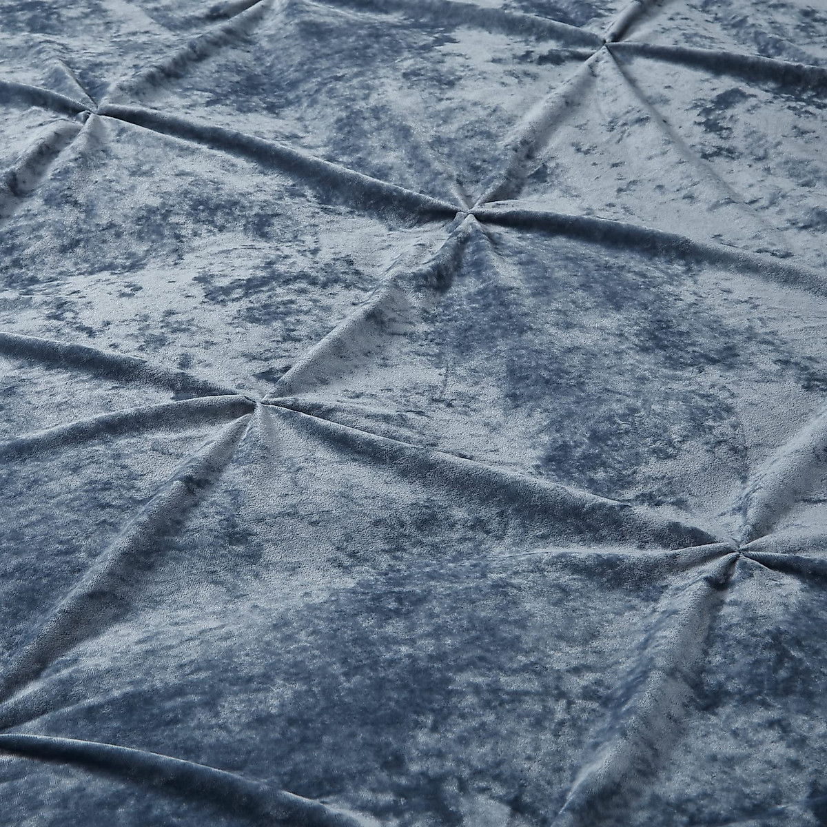 CAROMIO Velvet Duvet Cover Queen Size - Luxury Pinch Pleated Duvet Cover Bedding Set Soft Pintuck Velvet Comforter Cover Set with Corner Ties and Button Closure, Blue, 90"x90"