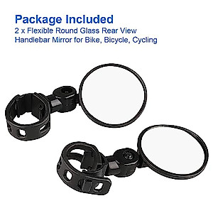 2Pack Universal Bicycle Rearview Mirrors, 360˚Rotatable Bar End Bicycle Mirrors, Wide Angle Convex Bike Bicycle Mirrors for 15-35 mm Handlebar Bikes
