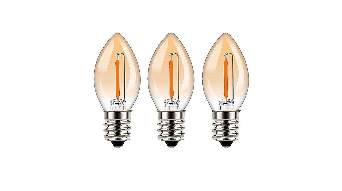 Tsunetani C7 Edison LED Night Light Bulbs 3 Pack - Vintage Amber Glow