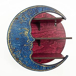 Standish House 10-Inch Handmade Moon Shelf for Stones and Crystal Display - Handcrafted Wood Accent Shelf - Crescent Moon Phase Wall Decor - Enchanting Crystal Display Shelf - Boho Home Decor