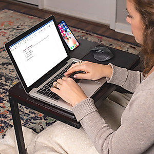 Sofia + Sam Sofa Table TV Tray with Tablet and Phone Slots - Work from Home - Laptop Stand for Couch Bed - Metal Legs - Console Lapdesk - Breakfast Eating Food - Coloring Computer Crafts - Lap Desk