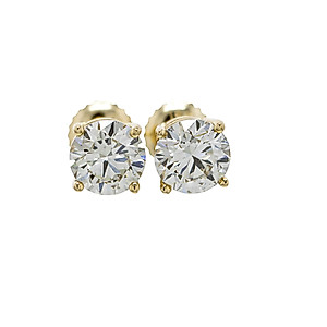 14k Yellow Gold Lab Grown Diamond Stud Earrings IGI Certified (2.0 cttw, H-J Color, VS2-SI1 Clarity)