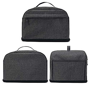 VOSDANS 4 Slice Toaster Cover with Removable Bottom 2-in-1 Toaster Bag with Pockets Toaster Storage Bag with Handle, Dust and Fingerprint Protection, Machine Washable, Black (Patent Design)