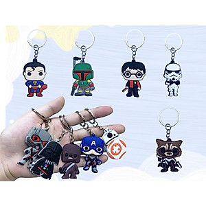 HUANGQH 20PCS funny cartoon keychains，tags Goodie Bag Stuffer Christmas gifts and holiday charms