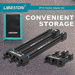 Libraton Impact Grade Socket Adapter Set, 3" & 6", Drill Socket Adapter, Impact Socket Adapter, Socket Driver Adapter, Drill Socket Adapter Extension, with Storage Bag