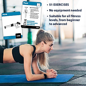 Bodyweight Exercise Cards - Fitness Playing Cards with Over 50 Body Weight Workouts - 2.5" x 3.5" (Standard Playing Card Size)