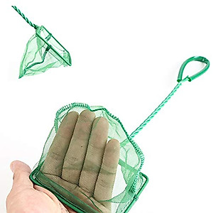 DAGUANZHI 3in 4in 6in Aquarium Fish Net Fine Mesh Net Quick Catch Nets Nylon Fishing Nets with Long Plastic Handle for Fish Tank, Green