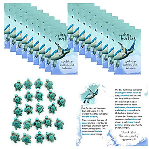 Smiling Wisdom - 20 Bulk Gift Sets - Employee Mini Appreciation Greeting Cards and Keepsake Gift Sets - 60 Pcs - Turquoise Sea Turtles