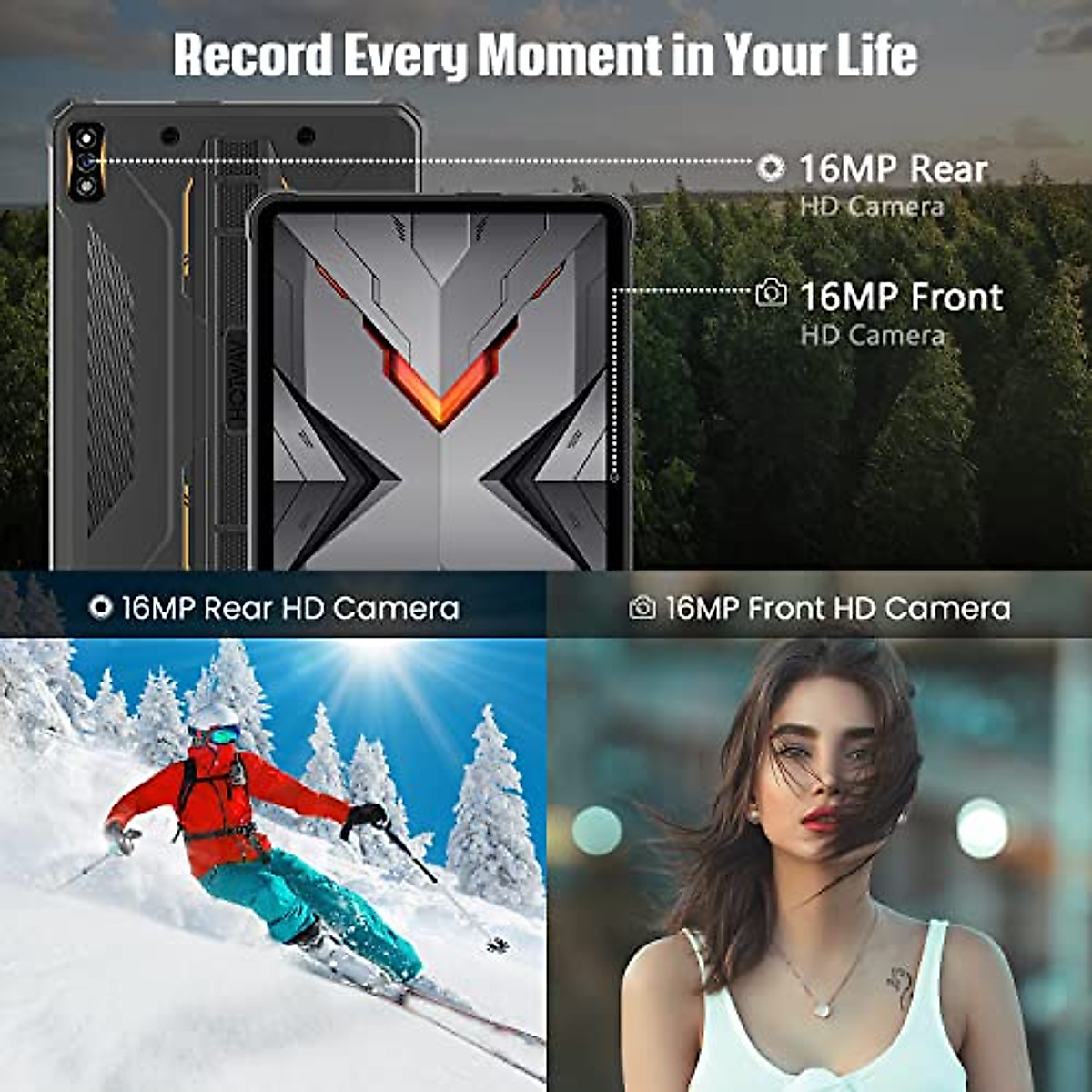 HOTWAV R5 Rugged Tablet 10.1 Inch, 15600mAh Battery Tablet 4GB + 64GB (1TB Expandable) Octa-Core, 16MP+16MP Camera Outdoor Tablet Android 12 Ip68 Waterproof Dual SIM 4G LTE/5G WiFi/Face ID/GPS/OTG