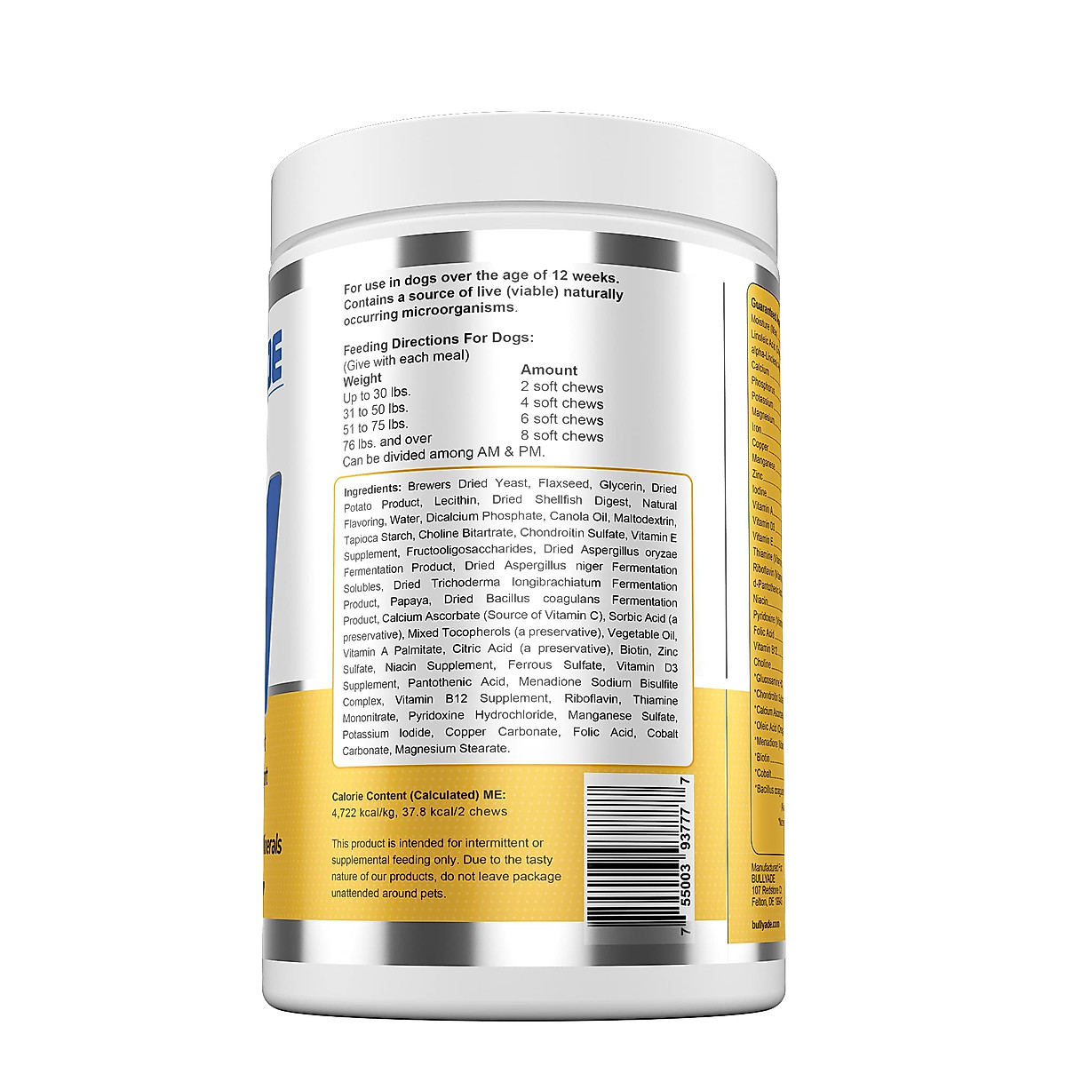 Bullyade 4 in 1 - Probiotic, Joint Support, Skin & Coat, Multi-Vitamin Soft Chews for Dogs, 16.9 oz