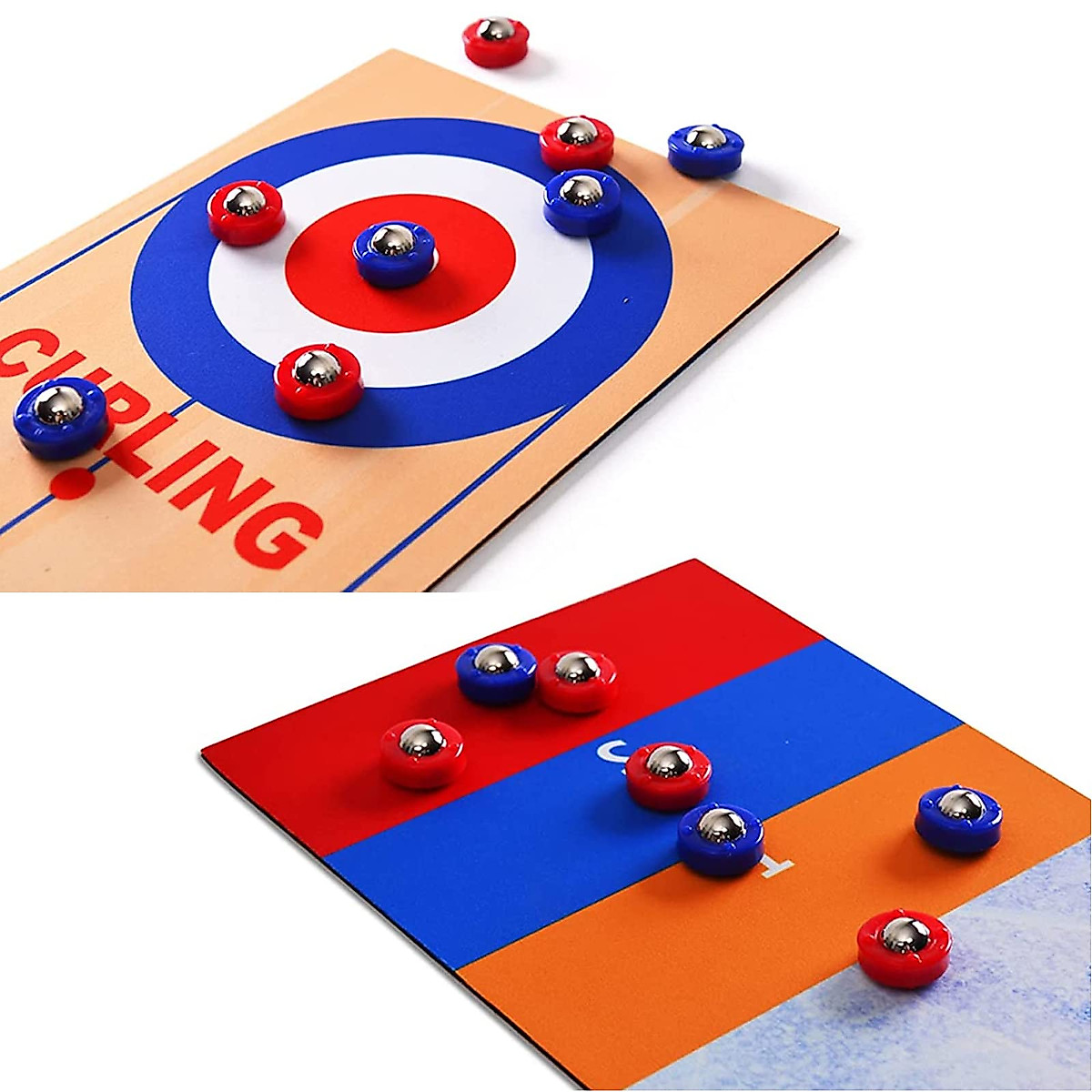 KETIEE Mini Shuffleboard Pucks Equipment Rollers Set 16PCS Shuffleboard Curling Accessories Free Sliding Bead Home Game for Family Fun