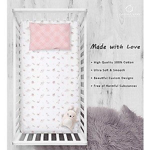 OptimaBaby Pink Crib Sheets, Animals Fitted, 2 Count