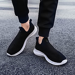NIYAOSM Men's Casual Outdoor Sports Running Shoes Work Dress Shoes Indoor Women's Shoes Non Slip Durable Couple Shoe Black and White Size 6