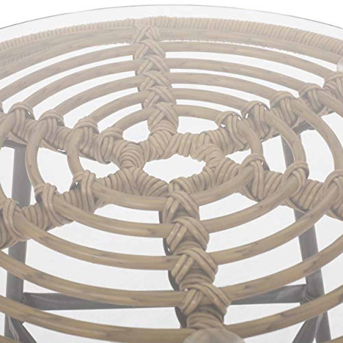 Christopher Knight Home Grace Outdoor 3 Piece Wicker Chat Set, Light Brown, Beige, and Black