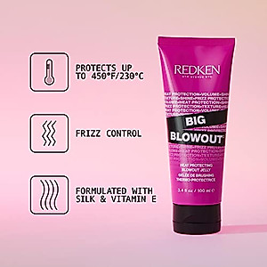 Redken Big Blowout Heat Protection Jelly Serum for All Hair Types | Volume for Fine Hair | Blowdry Gel, 3.4 fl. oz.
