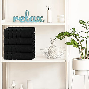 Utopia Towels 4 Pack Premium Viscose Oversized Bath Towels Set, 100% Ring Spun Cotton (27 x 54 Inches) Highly Absorbent, Quick Drying Shower Towels for Bathroom, Spa, Hotel and Travel (Black)