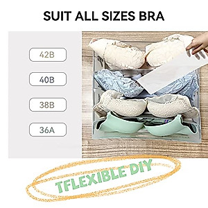 bonim Foldable Underwear Drawer Organizer Plastic Closet Storage Box for Bra, Lingerie, Undies, Waterproof Baskets Bins Containers Divider for Bedroom, Bathroom, Kitchen(4 Pcs, White)