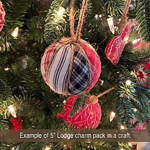 40 Buffalo Lodge Christmas Charm Pack, 5 inch Precut Cotton Homespun Fabric Squares by JCS