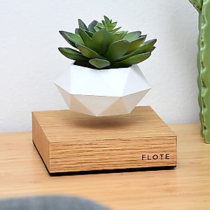 FLOTE Levitating Air Pot – Floating Plant Pot – Planter for Bonsai or Air Plants – Magic Magnetic Levitation Design – Unique Gift – Minimalist Indoor Desk Planter – Levitating Plant Pot